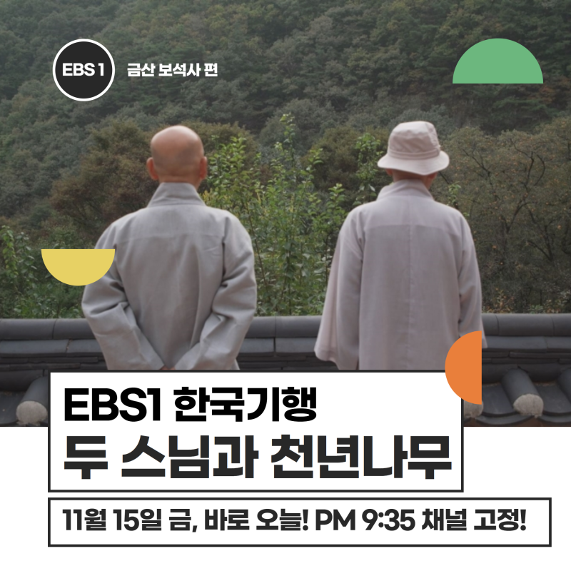 충남 금산 방송, EBS1 한국기행 '두 스님과 천년나무' 11.15 밤9시 35분 채널고정! | 충청남도 금산군 | 웰로
